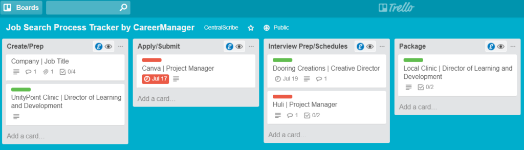 A Trello Board to Help You Manage Your Job Search